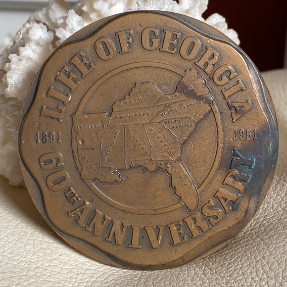 Art | Vintage 1951 Life Of Georgia Insurance Bronze Medallion ...